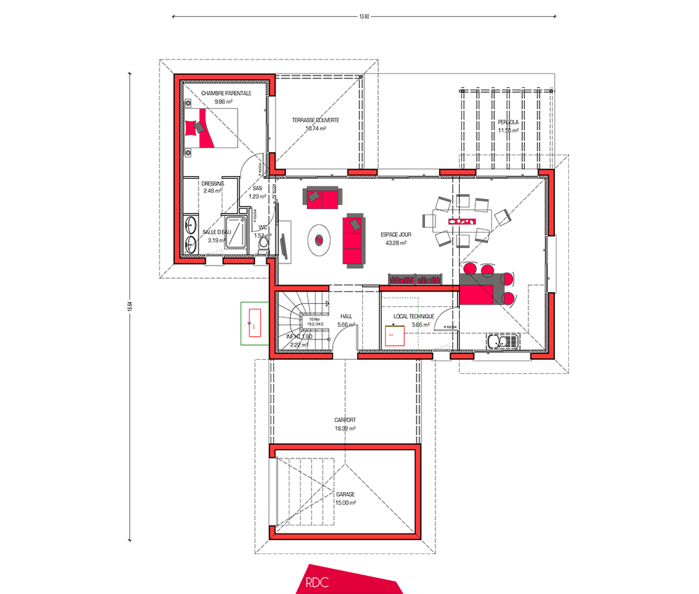 Villa_Florida_plan-3CH-RDC-105 - Couleur Villas
