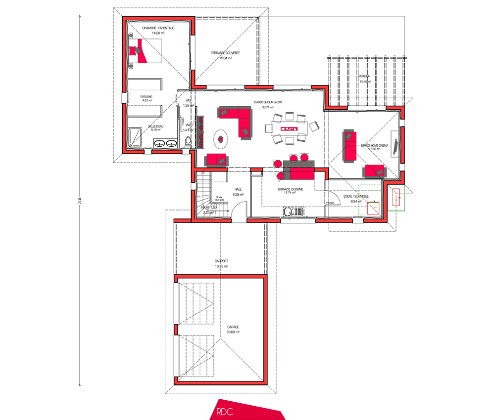 Villa_Florida_plan-4CH-RDC-150 - Couleur Villas